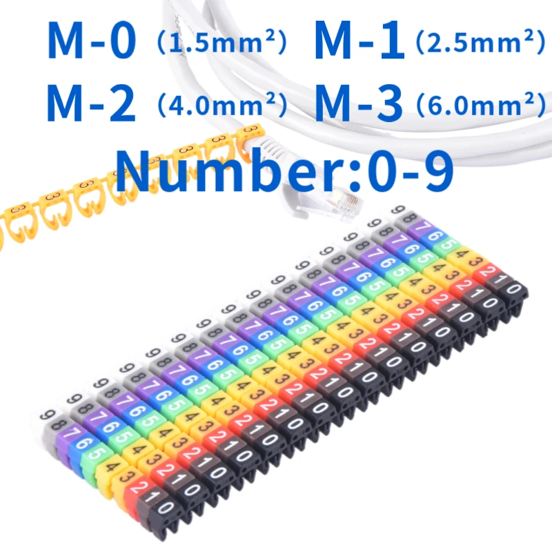 100-150-Pcs-Cable-Markers-Colourful-C-Type-Marker-Number-Tag-Label-For ...