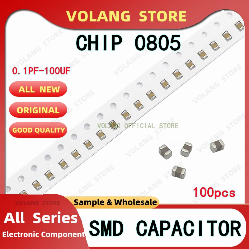 100Pcs-Capacitor-SMD-Chip-Multilayer-Ceramic-0805-0-1pF-100uF-10pF-22p ...