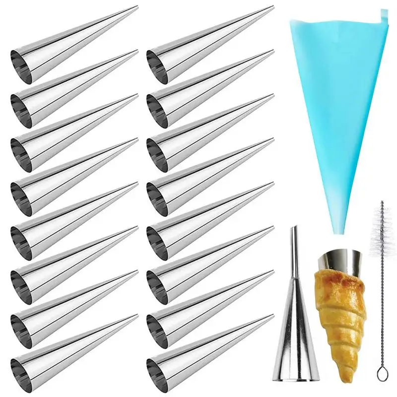 Stainless-Steel-Cannoli-Tubes-19pcs-Cone-Tubular-Pastry-Baking-Mold-Set ...