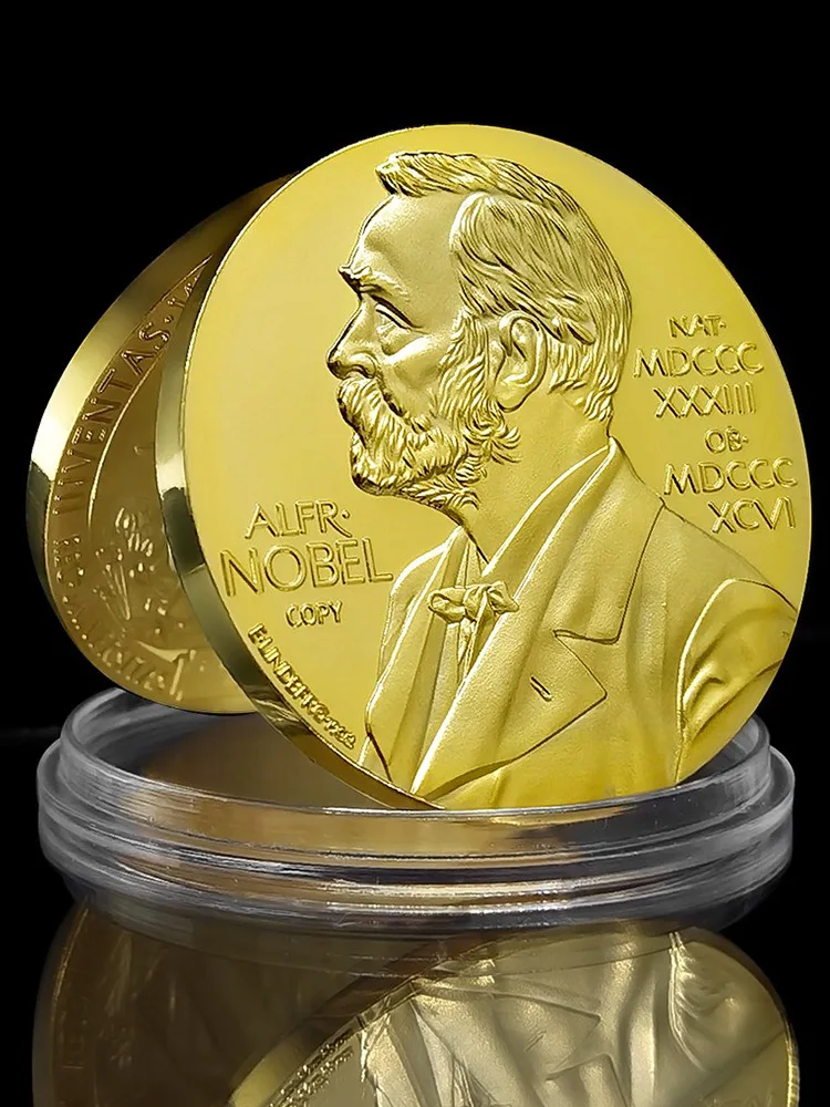 Nobel Prize Gold Plated Coin Medal Crafts Founder Portrait Scientists ...