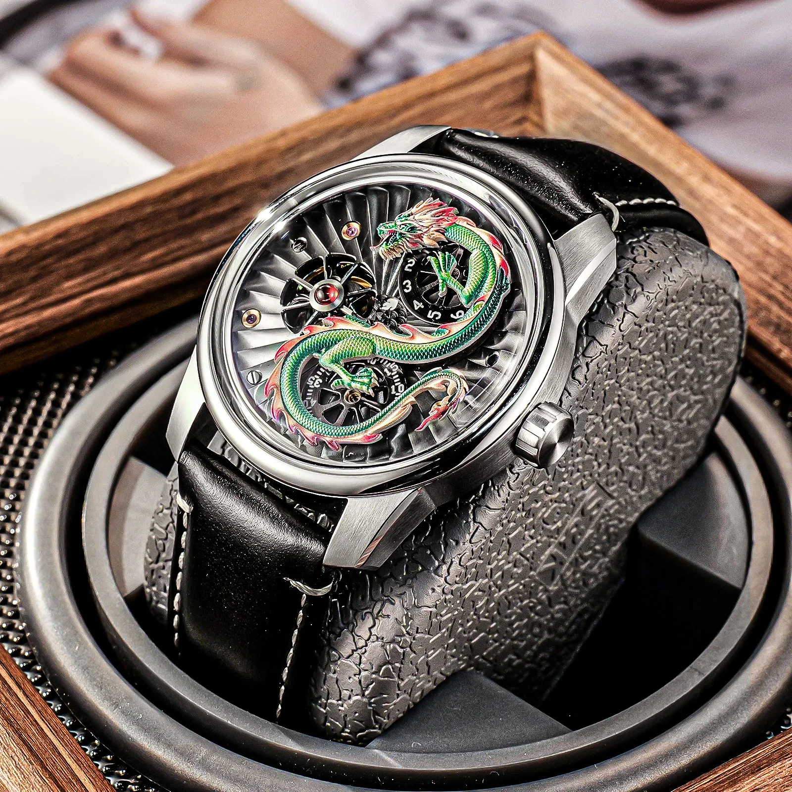 Pinarello-Fashion-Men-s-Stainless-Steel-Green-Dragon-Automatic-Watch ...