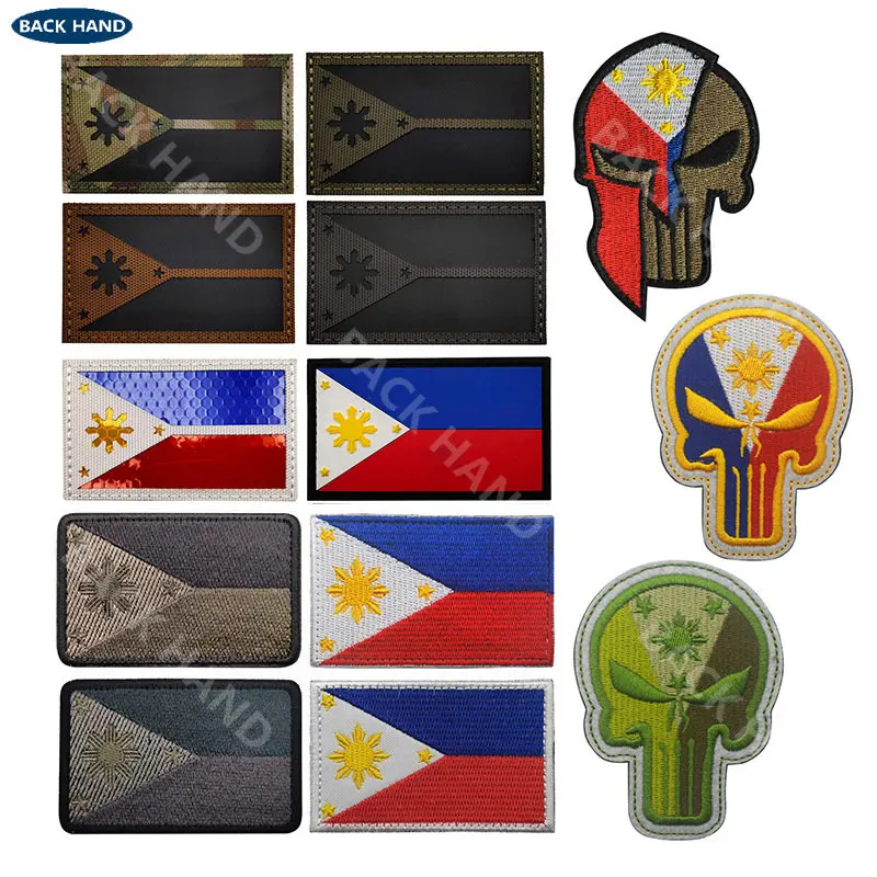 Philippine flag Patches Armband Embroidered Patch Hook & Loop ...