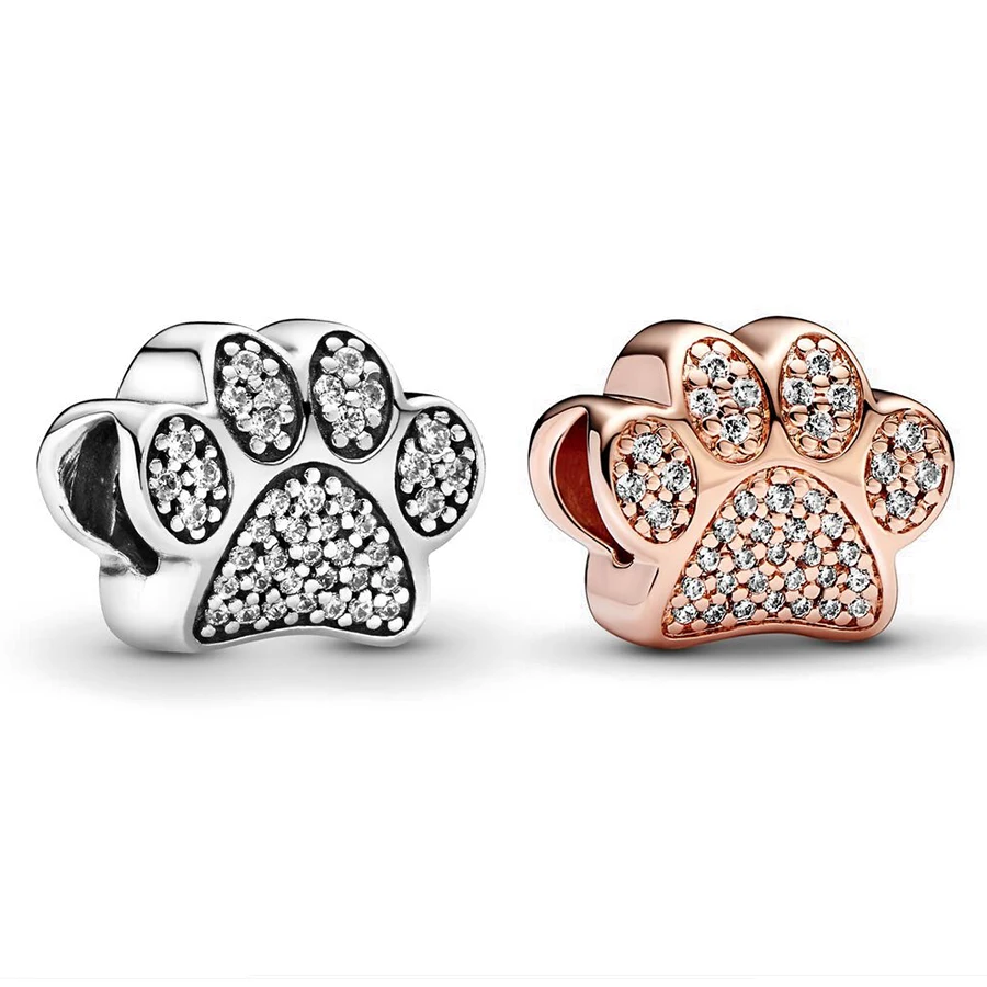 PANDORA-925-Sterling-Silver-Sparkling-Paw-Print-Charm-Fit-Original ...