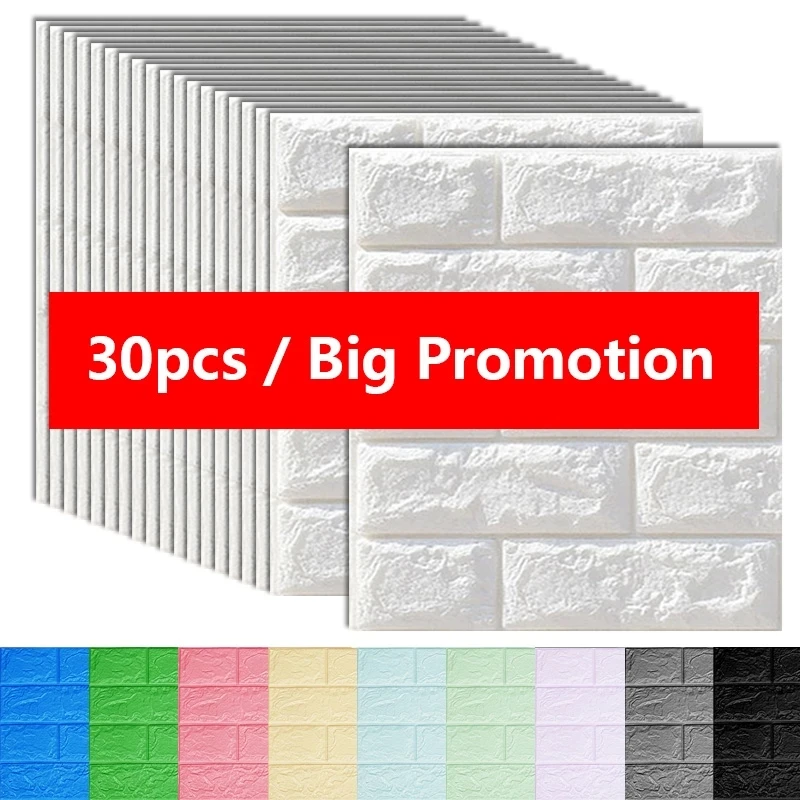 10/15/30pcs Self-adhesive 3d Brick Sticker Diy Waterproof Foam ...