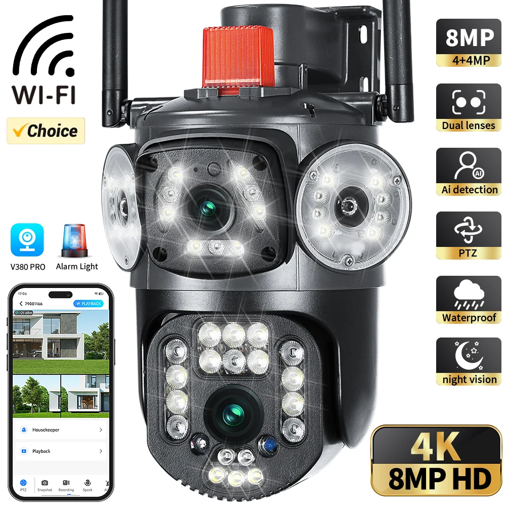 External-Wifi-PTZ-Camera-Dual-Lens-4K-8MP-HD-Outdoor-IP-Camera-4MP-Auto ...