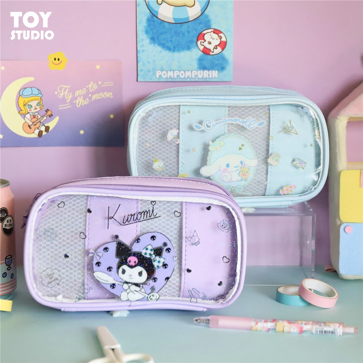 Kawaii Kuromi Cinnamoroll estuche transparente de gran capacidad para ...