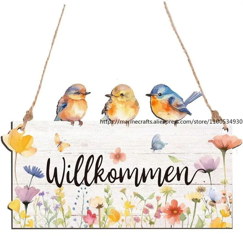 Creative Bird House Number Welcome Front Door Decoration Spring House ...