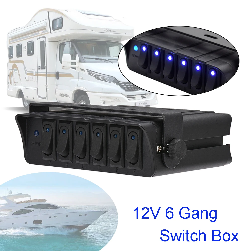 12V-4Gang-6Gang-LED-Rocker-Switch-Panel-Box-for-Marine-Boat-Truck ...