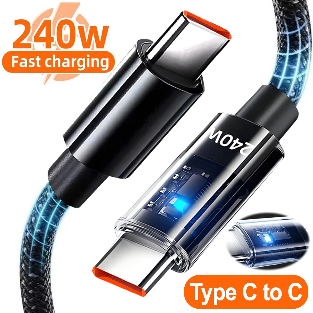 240w High Speed Charging Type C Wire Nylon Digital Display Quick 7424