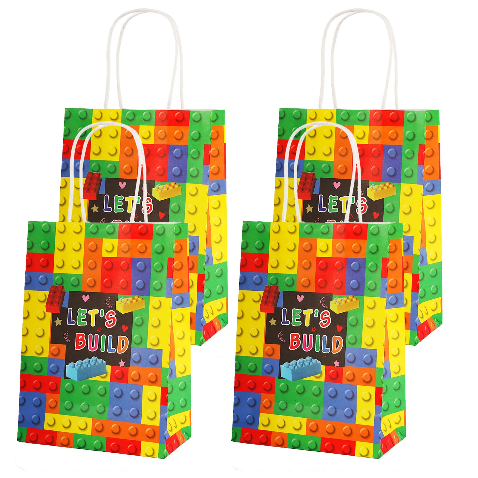 Building Blocks Brick Party Favors Gift Bags, Treat Paper Bag With ...