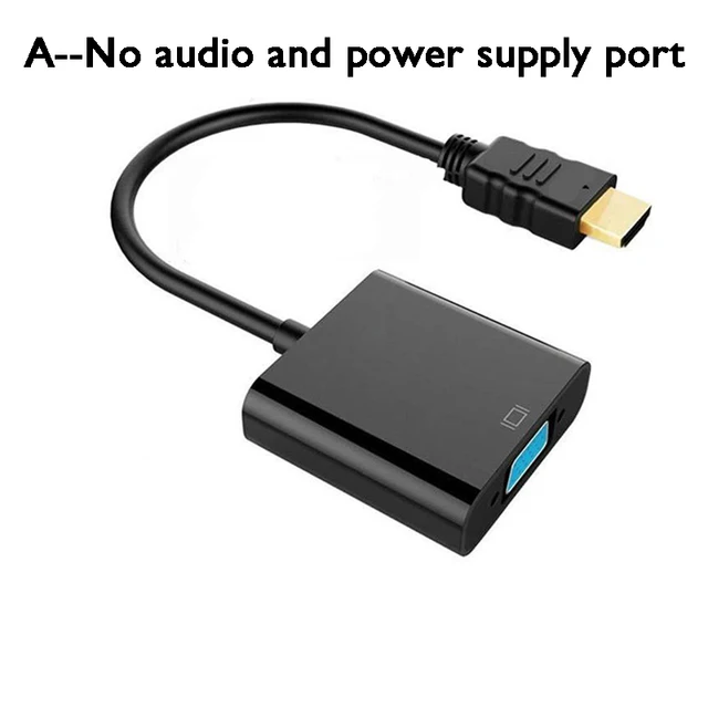 HD 1080P HDMI-Compatible To VGA Cable Adapter With Audio Power Supply ...