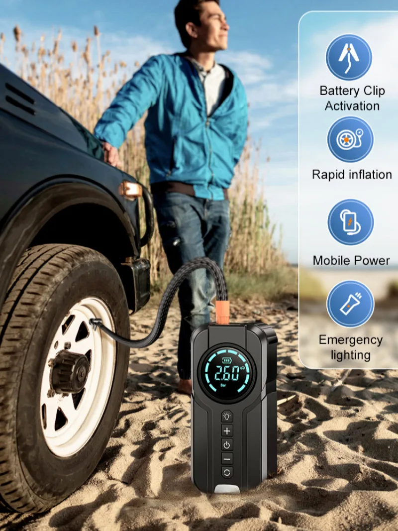 Car-mounted air pump with emergency start power supply Portable ...