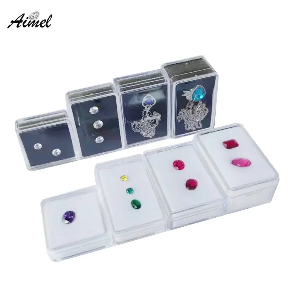 10Pcs Transparent Gemstone Display Box Earring Storage Holder Beads ...