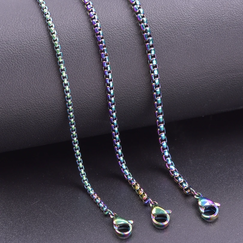 1pcs Thickness 2.5mm Stainless Steel Rainbow Color Chain For ...