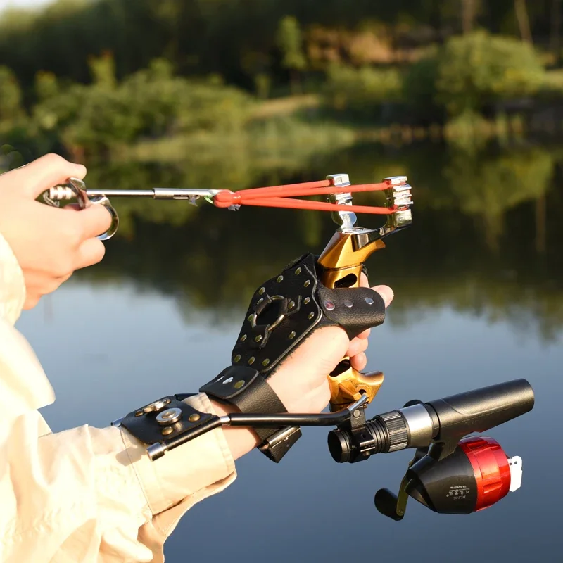 Fishing-Slingshot-Kit-with-Reel-and-3-Arrowheads-Wrist-Support-Rocket ...