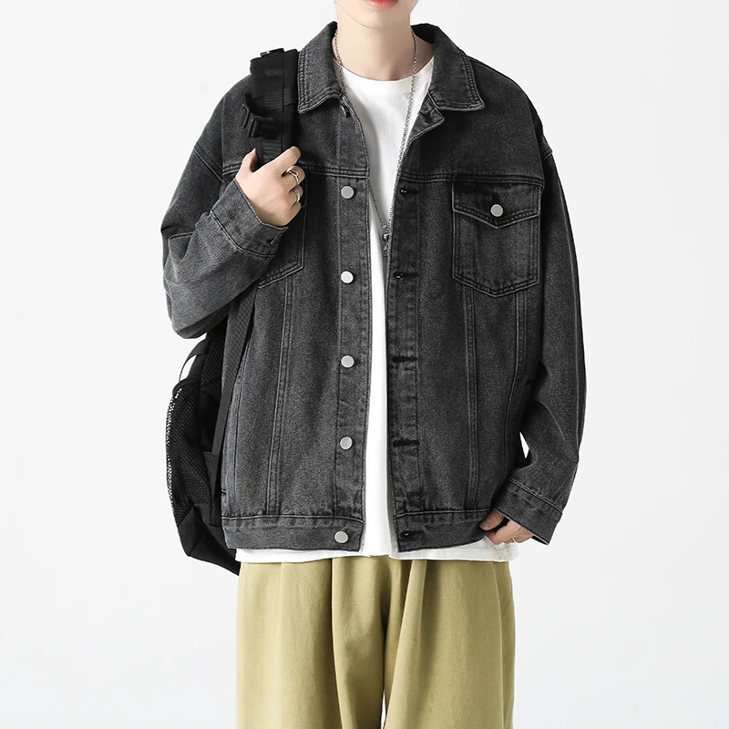Oversize Men's Denim Jacket 2022 Autumn New Jean Coats Korean Fashion ...