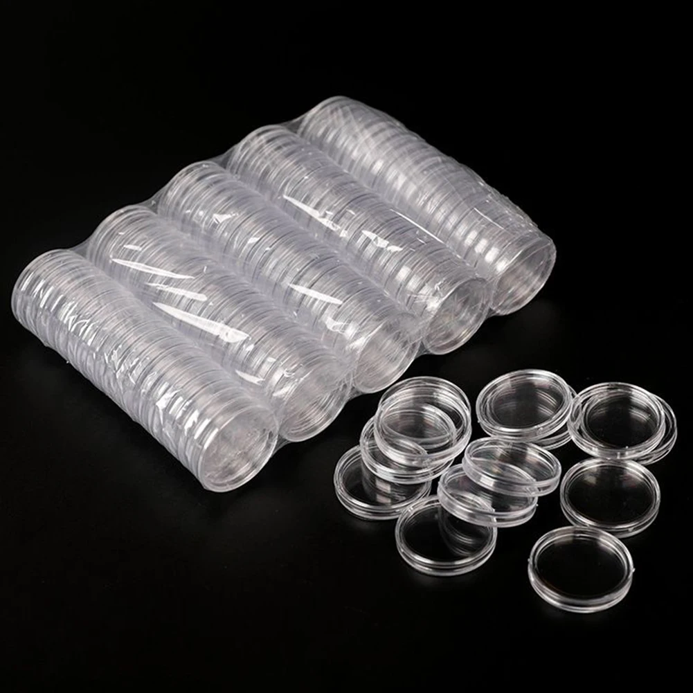 100pcs-25-39mm-Transparent-Plastic-Coin-Holder-Coin-Collecting-Box-Case ...