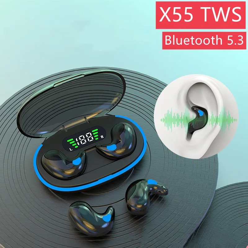 X55-Mini-Wireless-Earphones-Bluetooth-Headphones-Noise-Reduction-Sport ...