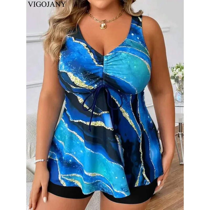 VigoJany 2025 Sexy Strapped 2 Piece Plus Size Tankini Set Women Print ...