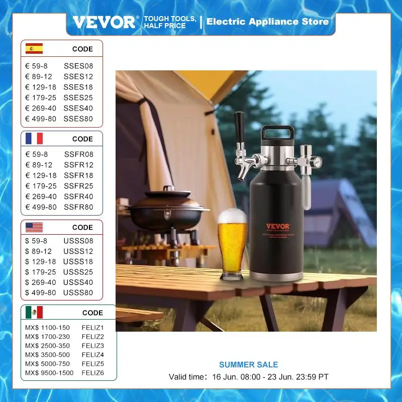 VEVOR-Beer-Growler-Tap-System-304-Stainless-Steel-with-Pressure-Display ...