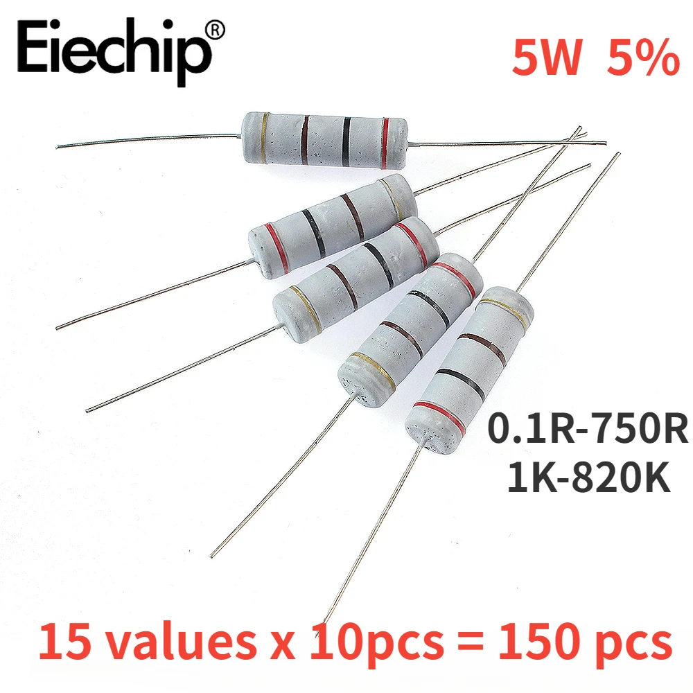 150PCS-5W-30-Values-Carbon-Film-Resistor-Rang-Assortment-Kit-Set-5 ...