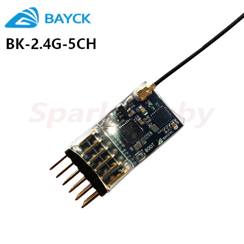 BAYCK ELRS 2.4G 5CH PWM ExpressLRS Receiver with 2.0dBi 2.4G Copper Pipe Antenna PWM/CRSF ...