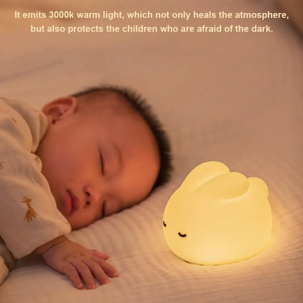 Led-Cute-Rabbit-Silicone-Night-Light-3-Levels-Adjustable-Usb-Bedroom ...