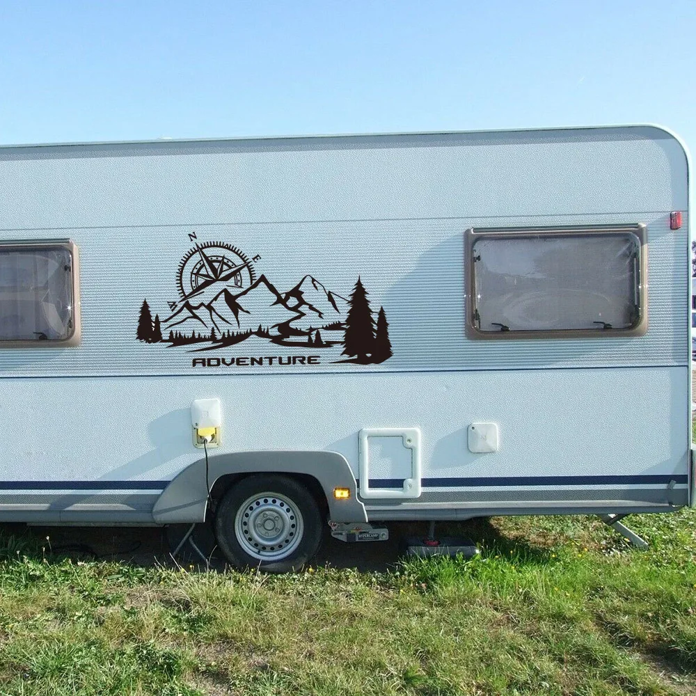 Fashion-Mountain-Vinyl-Sticker-For-Camper-Van-Decal-Compass-Caravan ...