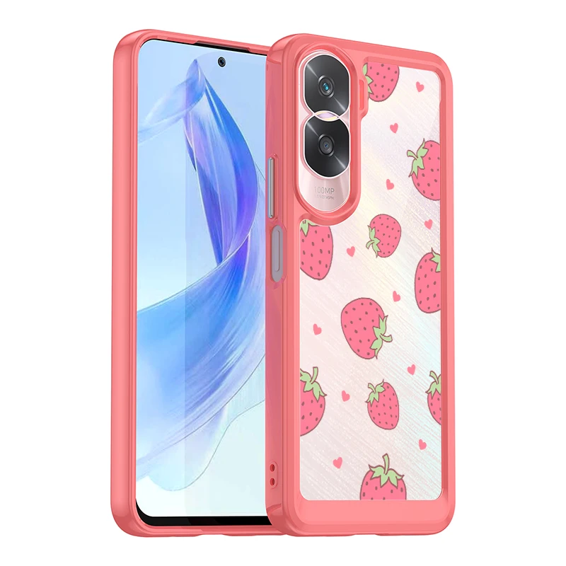 Strawberry-Style-Transparent-Hard-Acrylic-Phone-Case-For-Honor-90-X50i ...
