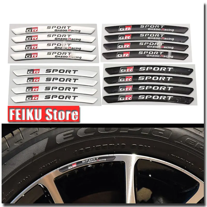 4PCS-GR-Sports-Logo-Aluminum-Stickers-For-Car-Wheel-Hub-Decoration-For ...