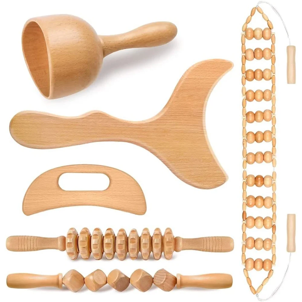 Wood Therapy Massage Tools, Wood Lymphatic Drainage Massage Tools Set ...