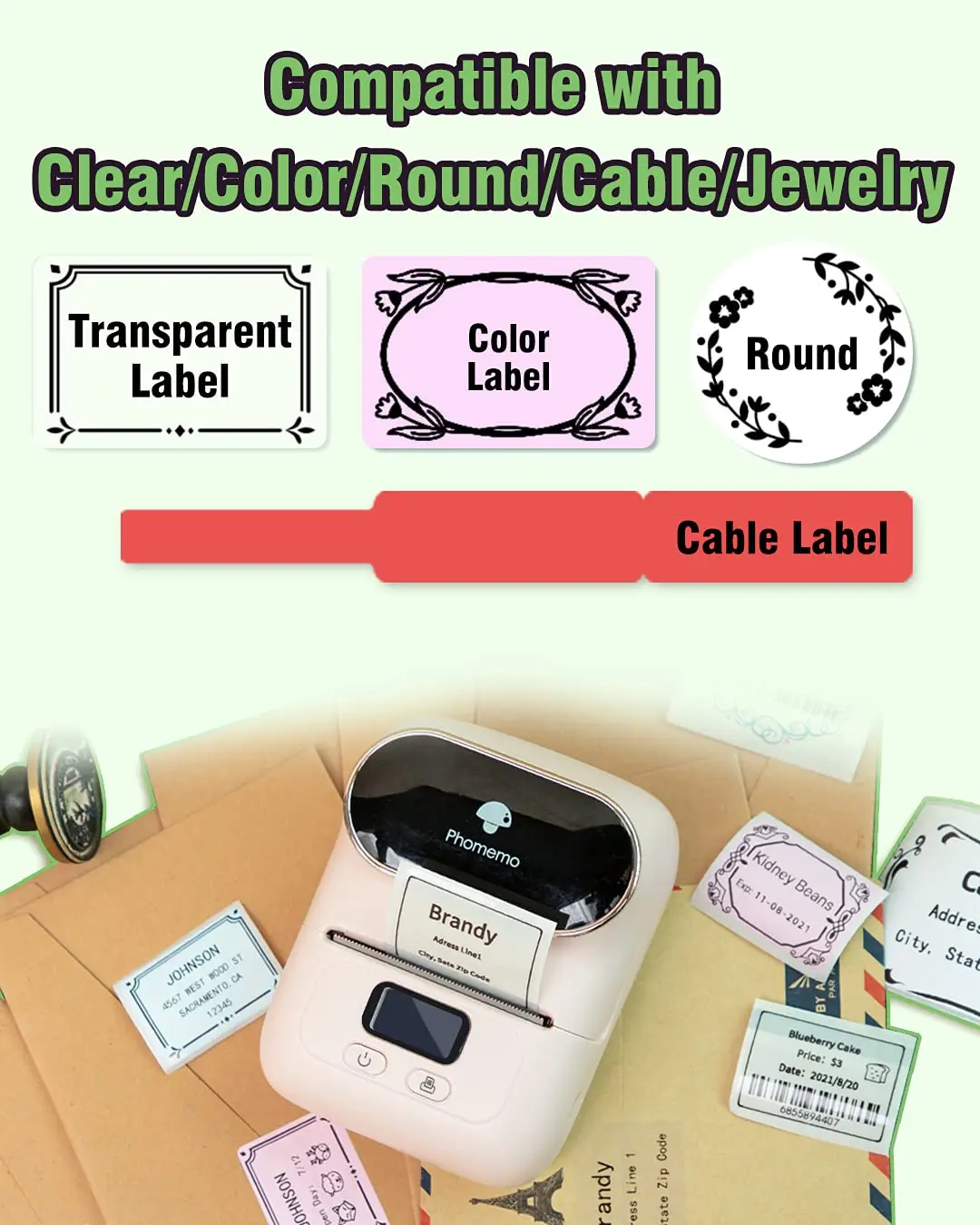 Phomemo M110S Label Maker- Mini Portable Bluetooth Thermal Label Printer for Clear Label ...