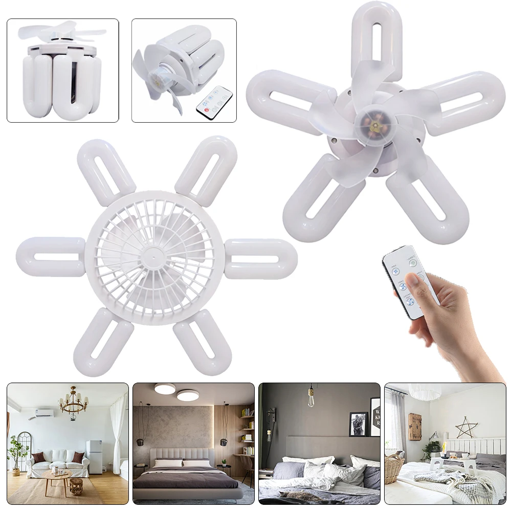 E27-Mini-Fan-Light-3-Speed-Adjustable-60W-Silent-Ceiling-Fan-Light ...
