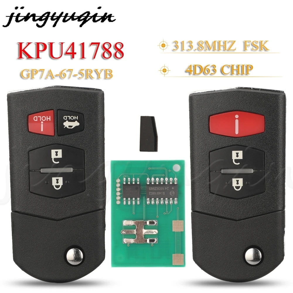 jingyuqin KPU41788 3/4 Buttons Flip Remote Car Key 313.8MHz FSK For ...