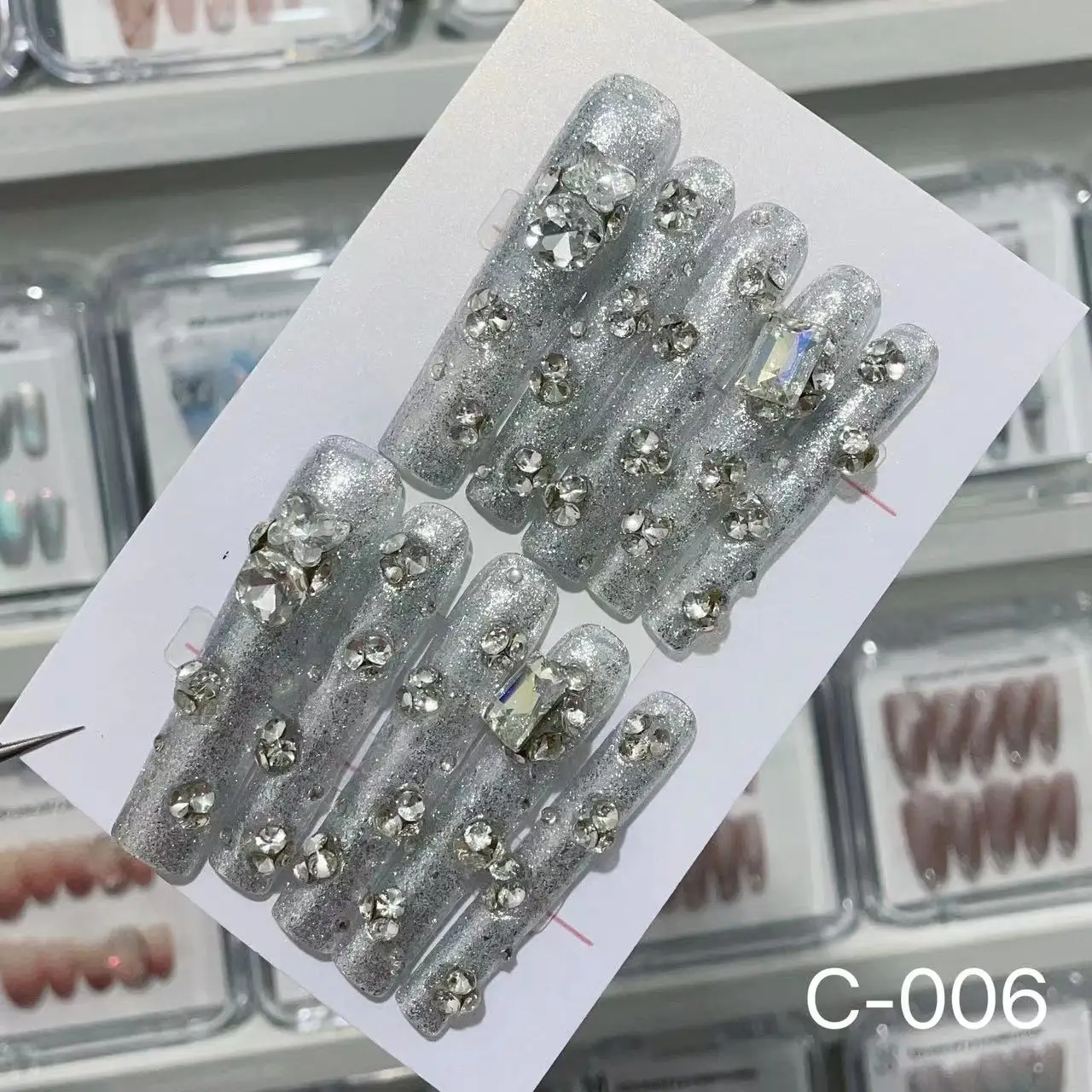 10pcs-Luxury-Handmade-Press-on-Long-Square-Wearable-Nails-Reusable ...