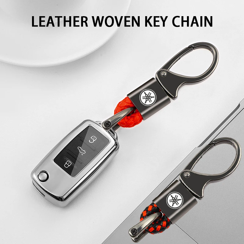 Motorcycle-Leather-Braided-Woven-Rope-keychain-Metal-Alloy-Pendant-Key ...