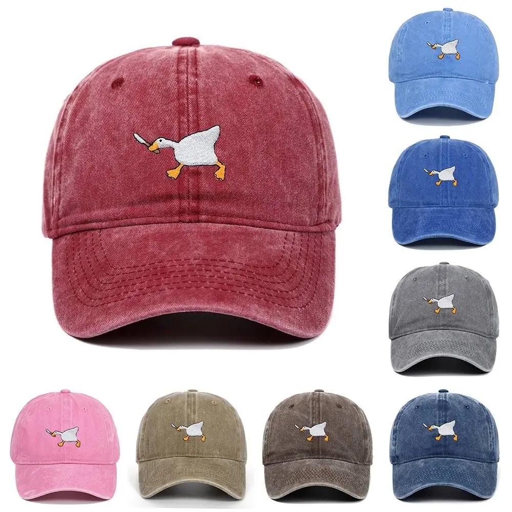 Fashion Embroidery Goose White Goose Baseball Cap Solid Color Unisex ...