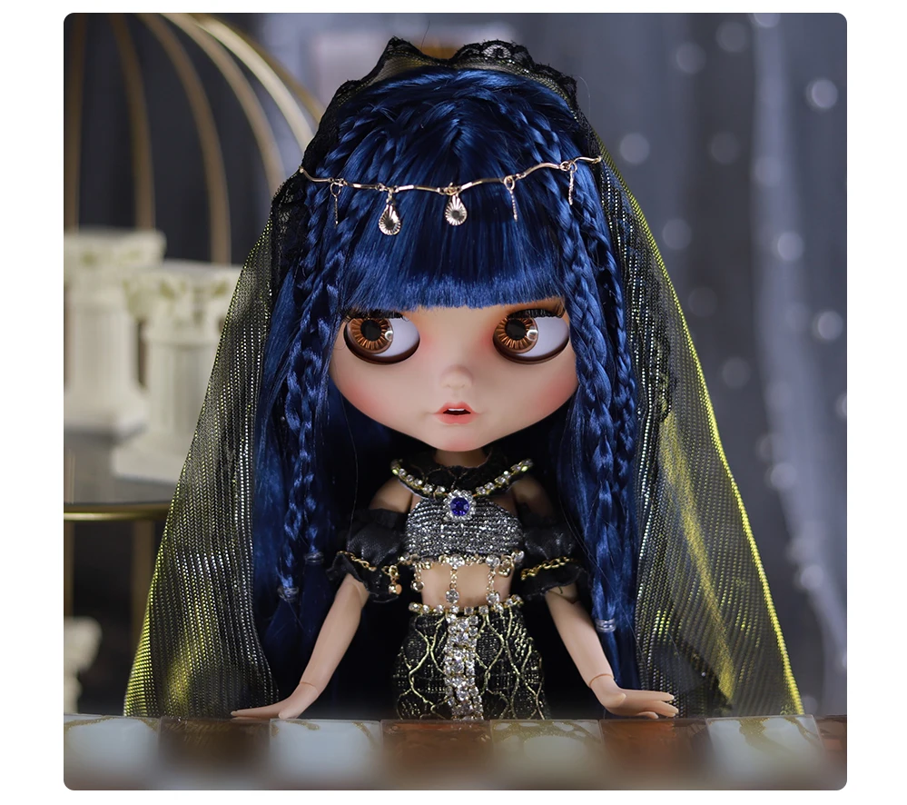 Neo Blythe Doll with Blue Hair, Tan Skin, Matte Smiling Face & Custom Jointed Body | This Is ...