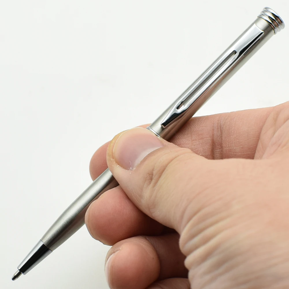 Metal-Pen-Stainless-Steel-Rod-Rotating-Metal-Ballpoint-Pen-0-7mm-Black ...