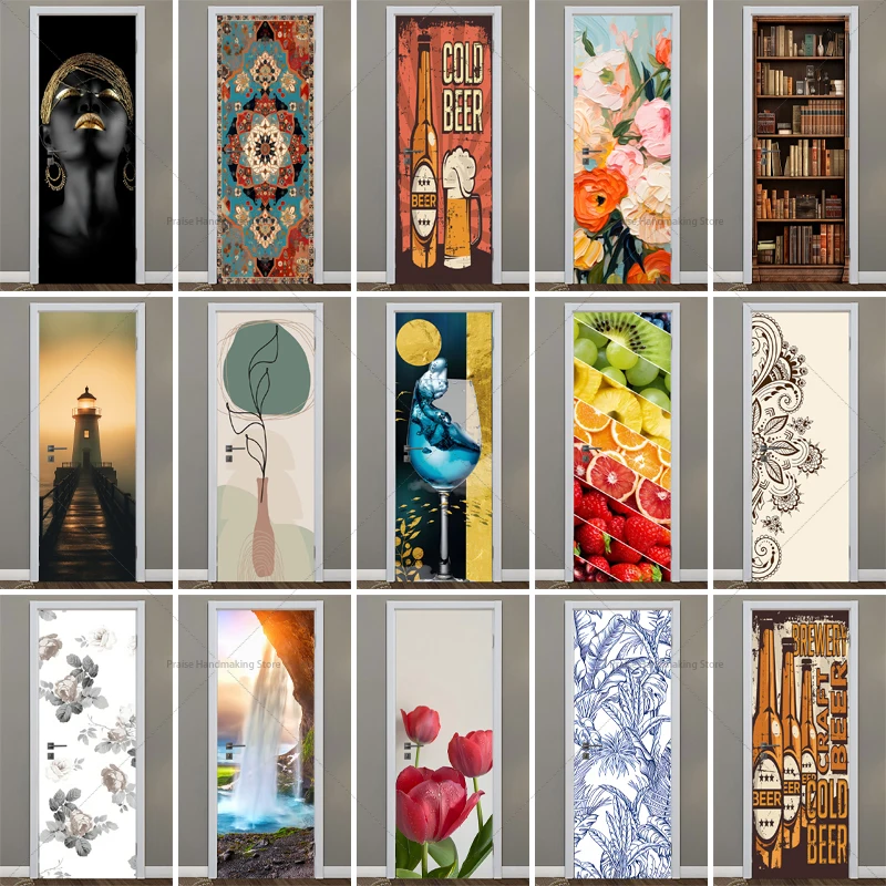 Beer-Bottle-Art-Graffiti-Door-Sticker-DIY-Bedroom-Wardrobe-Sliding-Door ...