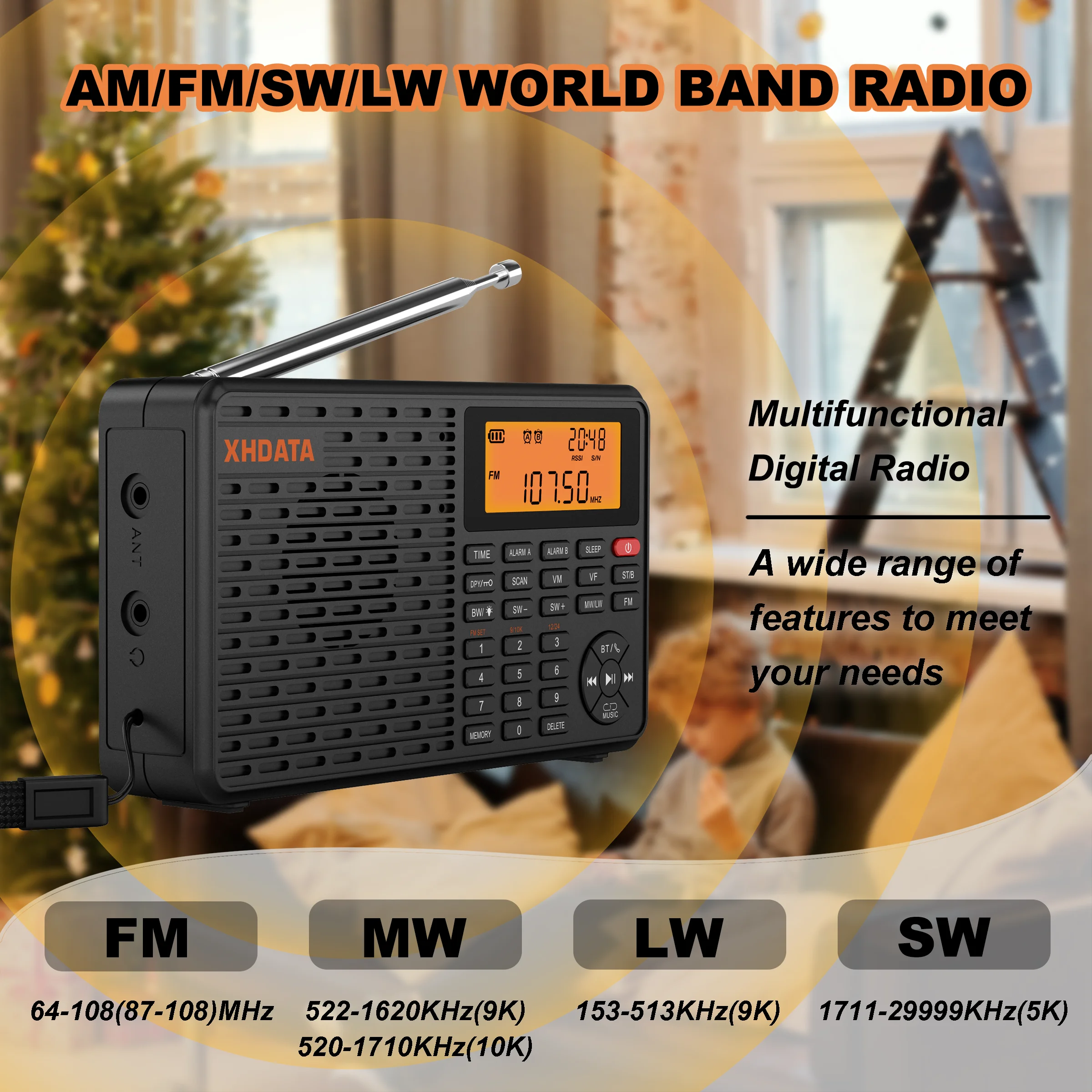 XHDATA-D-109-Radio-portatile-digitale-Stereo-AM-SW-MW-Radio-FM-supporto ...