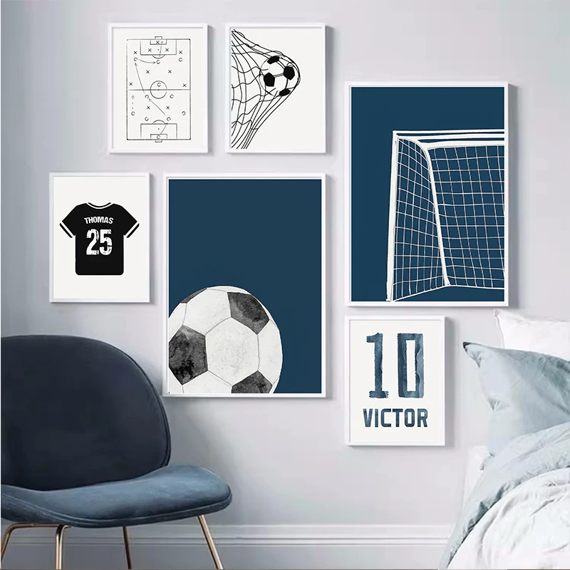 Cartoon Football Jersey Football Field Wall Art Picture Canvas Print ...
