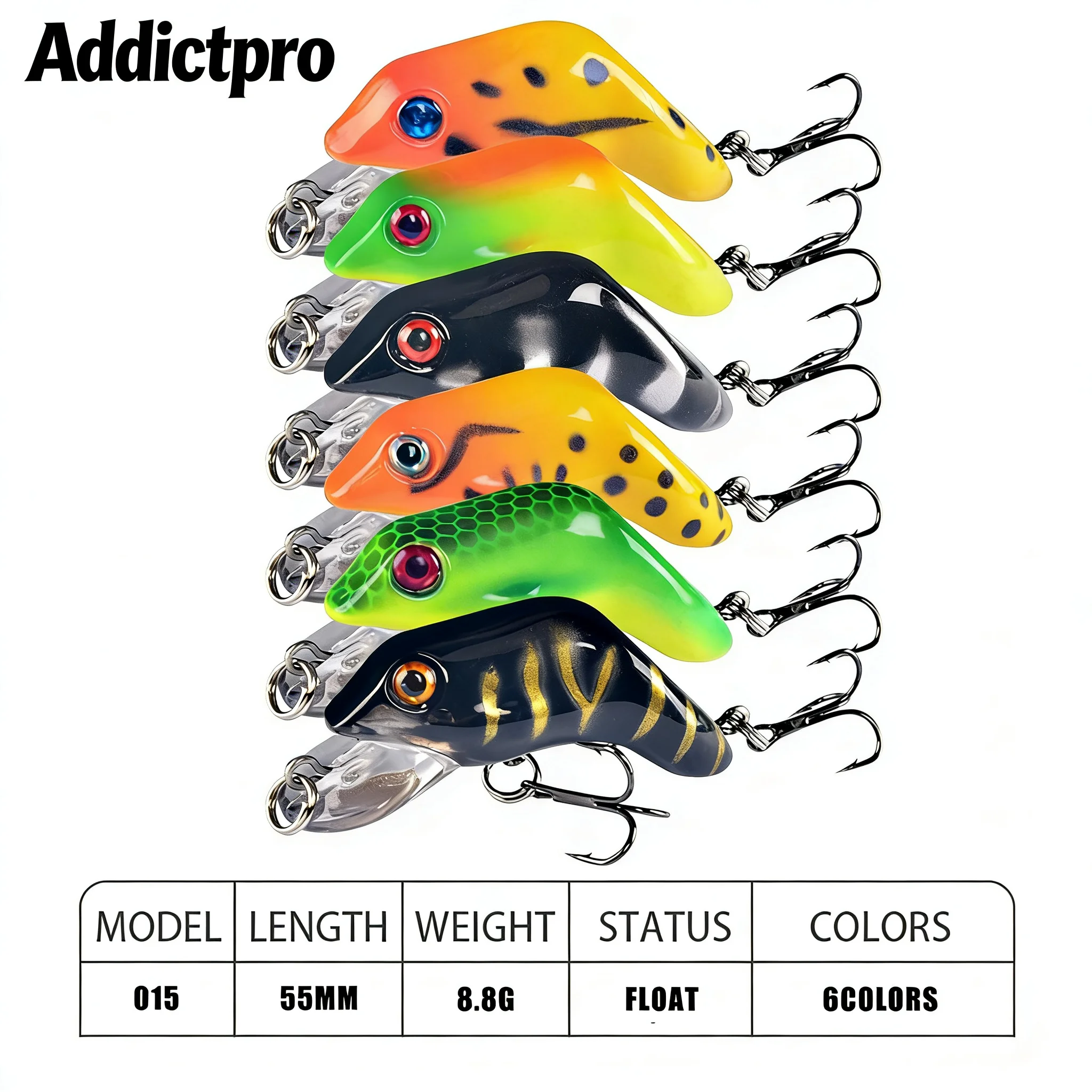 Addictpro 5pcs Lifelike Frog Hard Lure Artificial Swimbait Special for ...