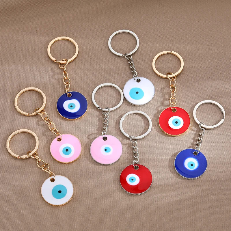 Enamel-Round-Turkey-Evil-Eye-Keychain-Keyring-Women-Men-Couples-Color ...