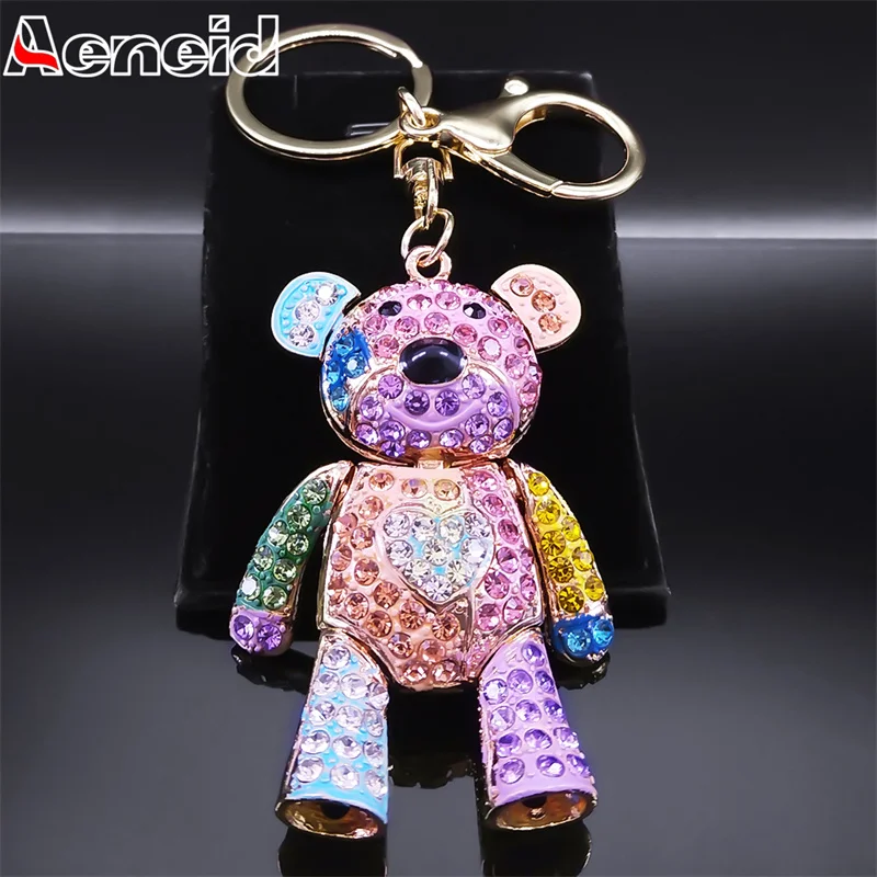 Cute-Sweet-Colorful-Full-Crystal-Big-Bear-Key-Chain-Alloy-Rhinestone ...