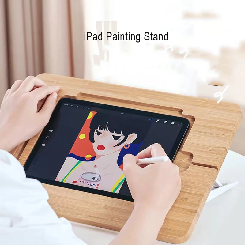 Multi-Angle-Adjustable-Foldable-Bamboo-Drawing-iPad-Pro-Holder-Stand ...