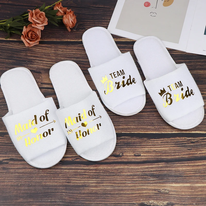 1 Pair Bride Wedding Decoration Bridesmaid Party Slippers Ladies Party ...