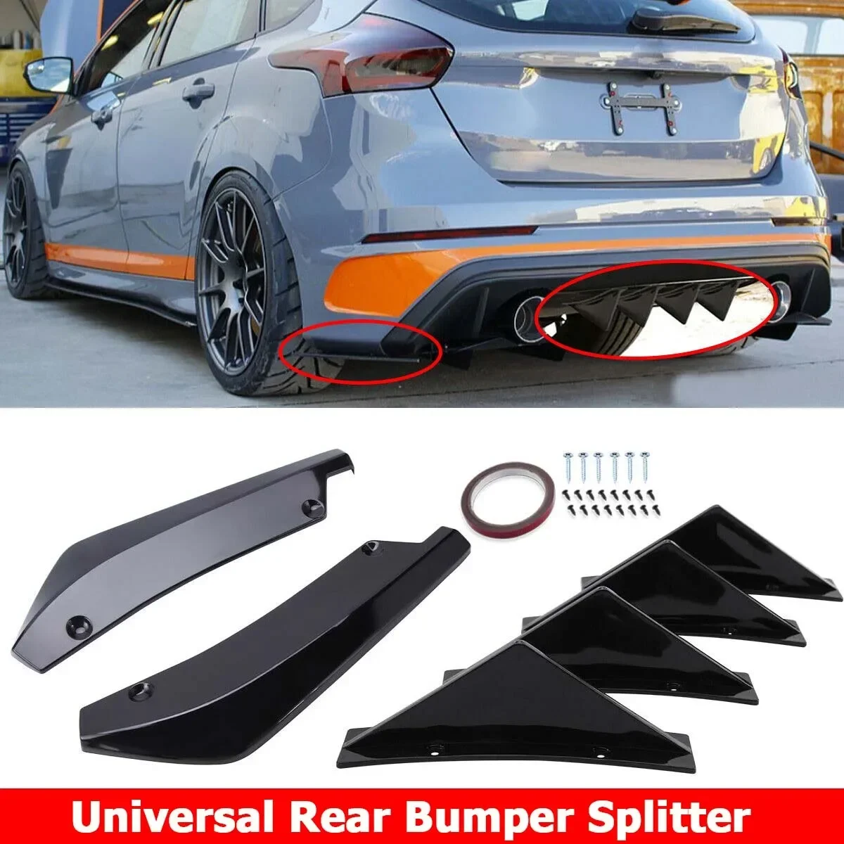 For-Ford-Focus-Fusion-Fiesta-2010-2022-Rear-Bumper-Splitter-Cover ...