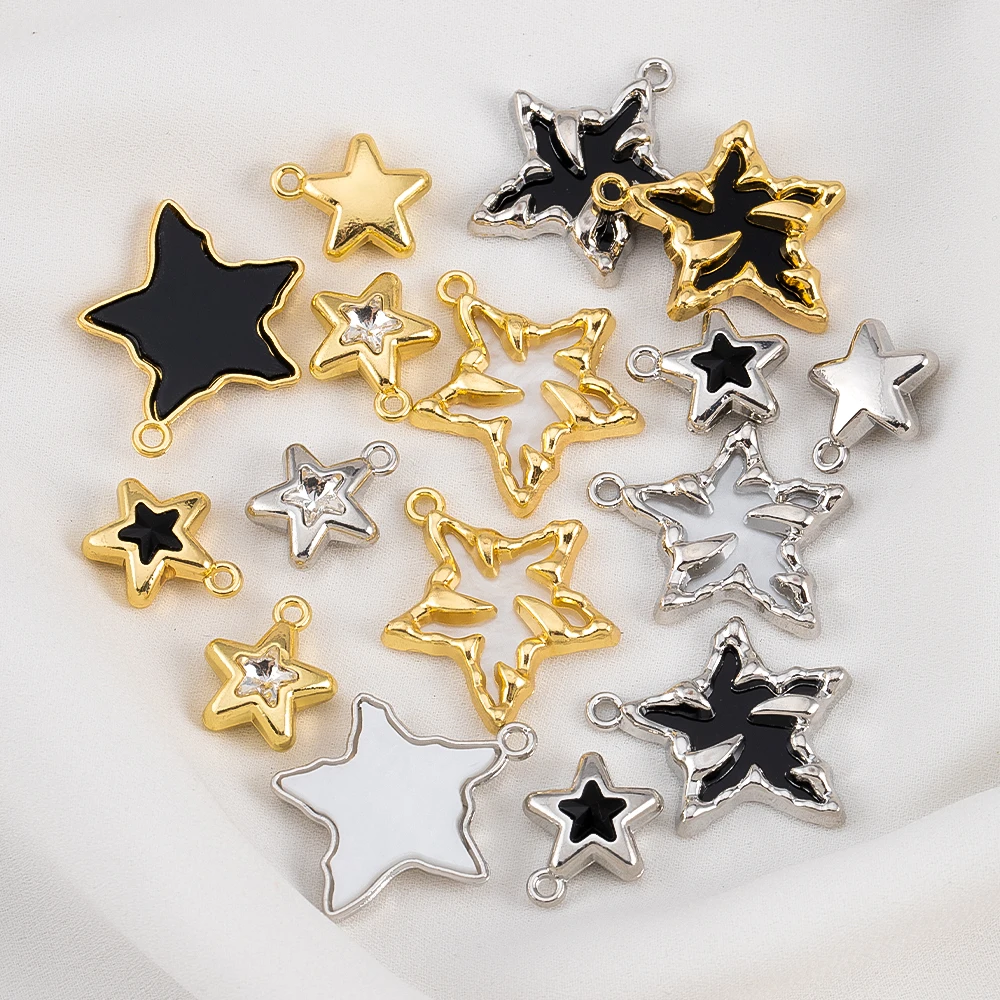 5 Pieces Of Punk Style Multi-color Multi-size Star Alloy Pendant ...