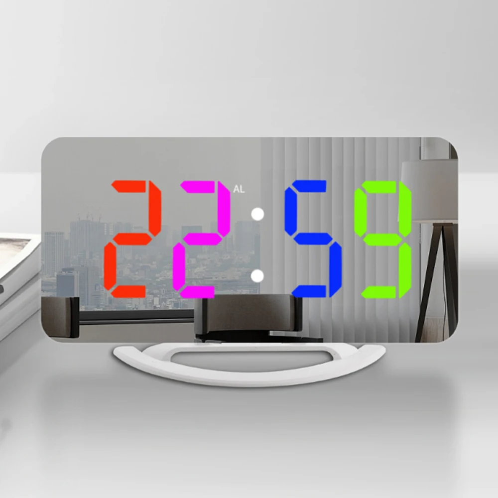 TS-8201-LED-Mirror-Alarm-Clock-Digital-RGB-LED-Color-Display-Snooze ...